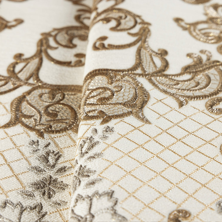 Rosdorf Park Damask Flocked Velvet Textured Wallpaper, Deep Embossed ...