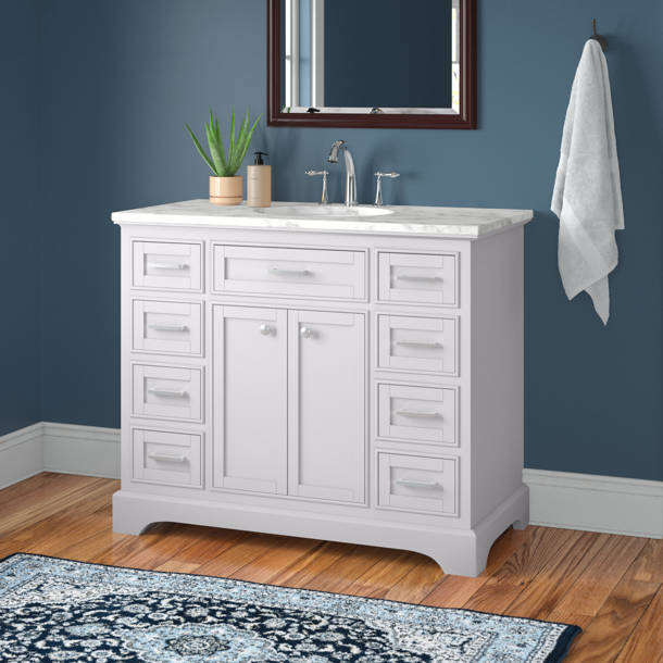 Lark Manor Herrell 42.0'' Single Bathroom Vanity with Carrara Marble ...