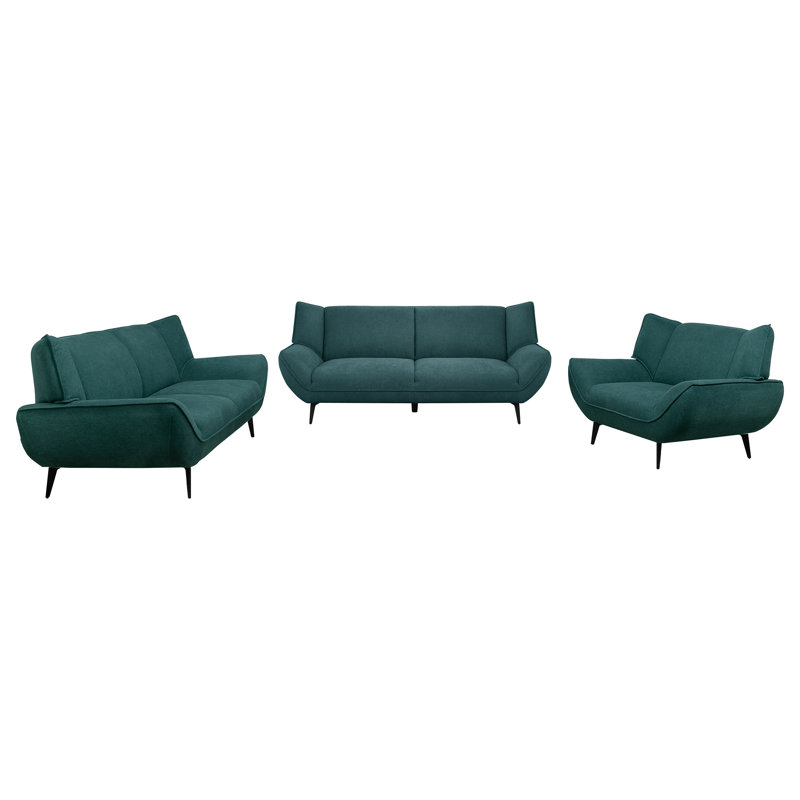 Corrigan Studio® Acton 3-Piece Upholstered Flared Arm Sofa Set Teal ...