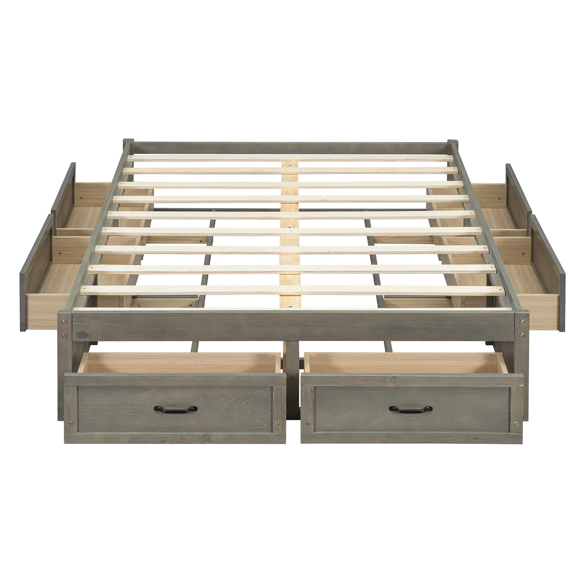 Lark Manor™ Platform Bed with 6 Storage Compartments, Modern Wood Frame ...