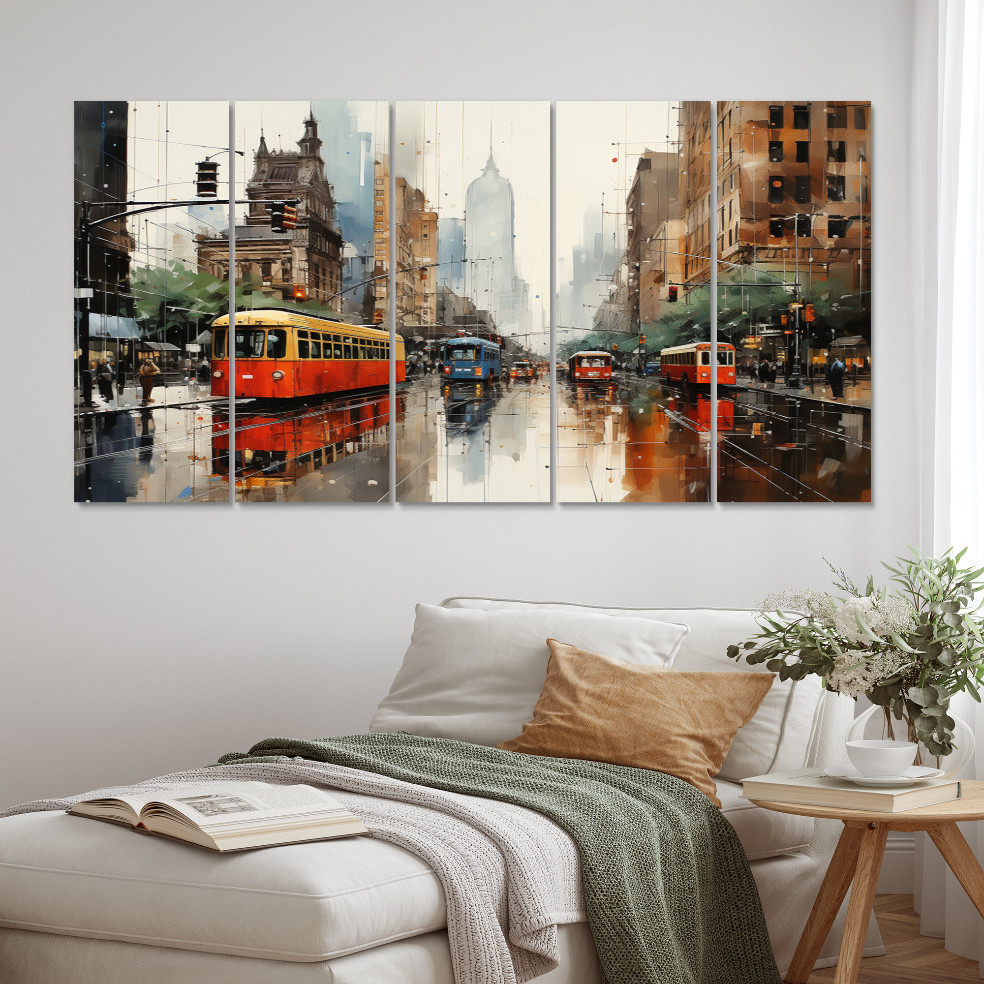 DesignArt Coral Beige Cityscape Collage - Abstract Collages Metal Wall ...