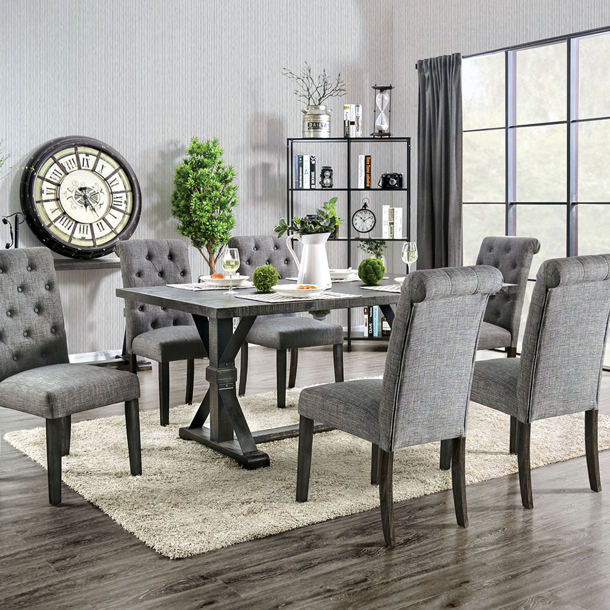 Winston Porter set of 2 Side Chairs Button Tufted Linen Like Fabric ...