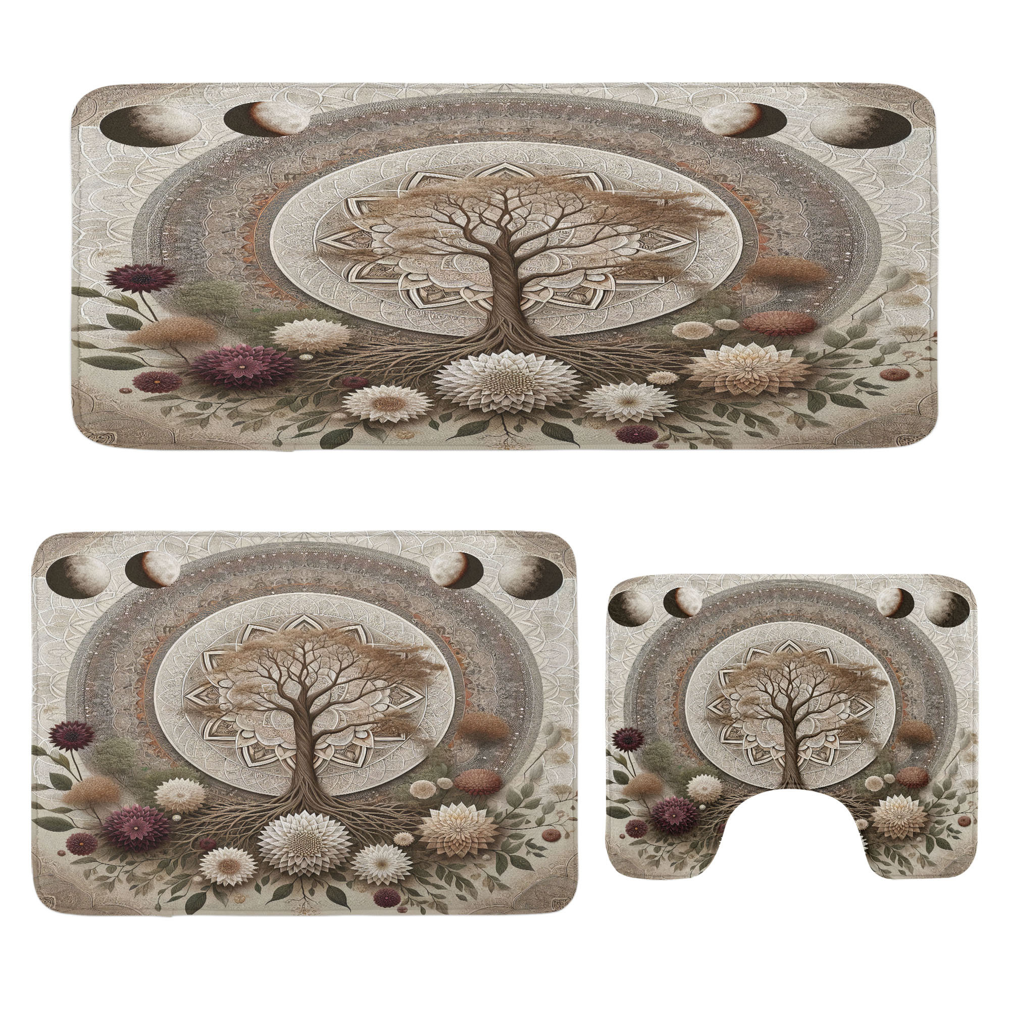 East Urban Home Moon Bathroom Rug Set 3 Pieces U-Shape & Rectangle Mats ...