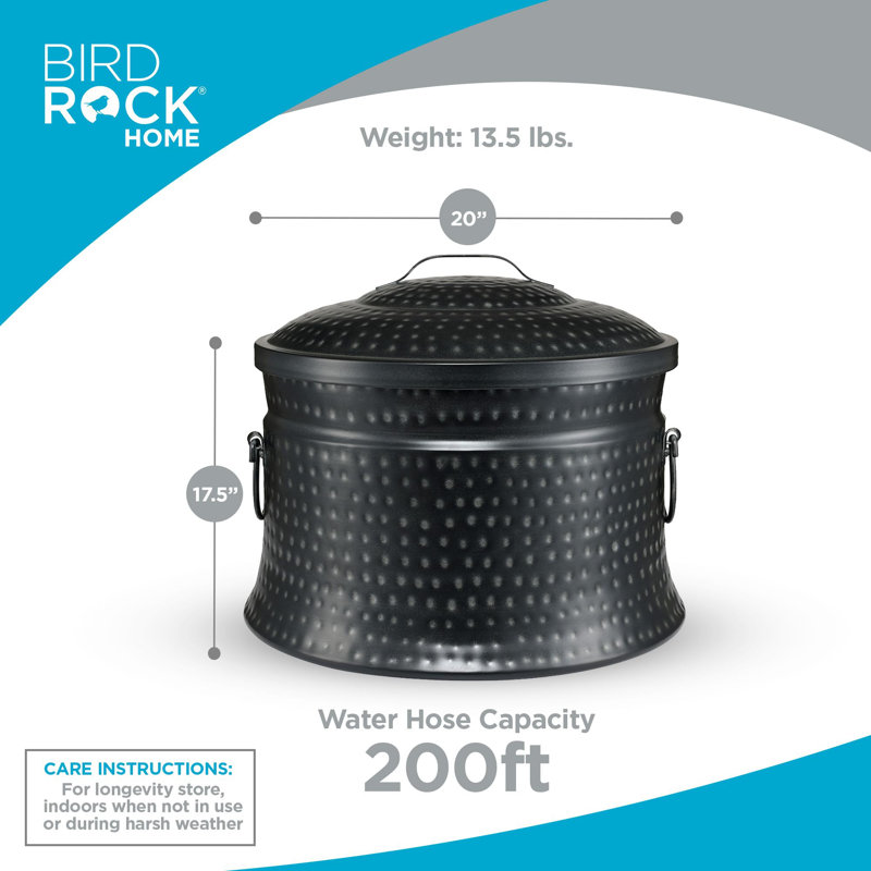 BIRDROCK HOME Water Hose Holder Pot with Lid - 200ft Garden Hose ...