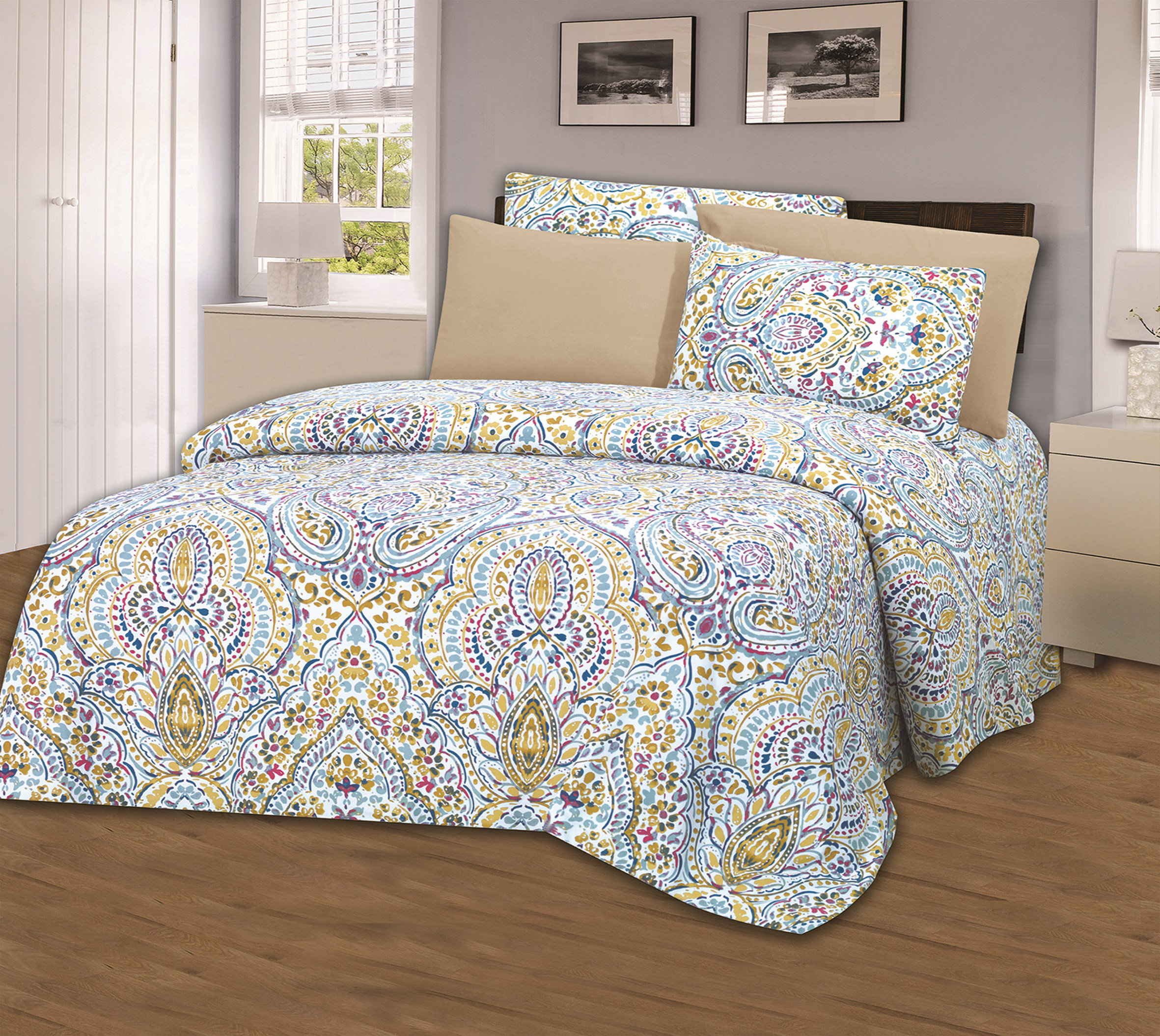 Home Sweet Home Dreams Damask Microfiber Percale Sheet Set | Wayfair