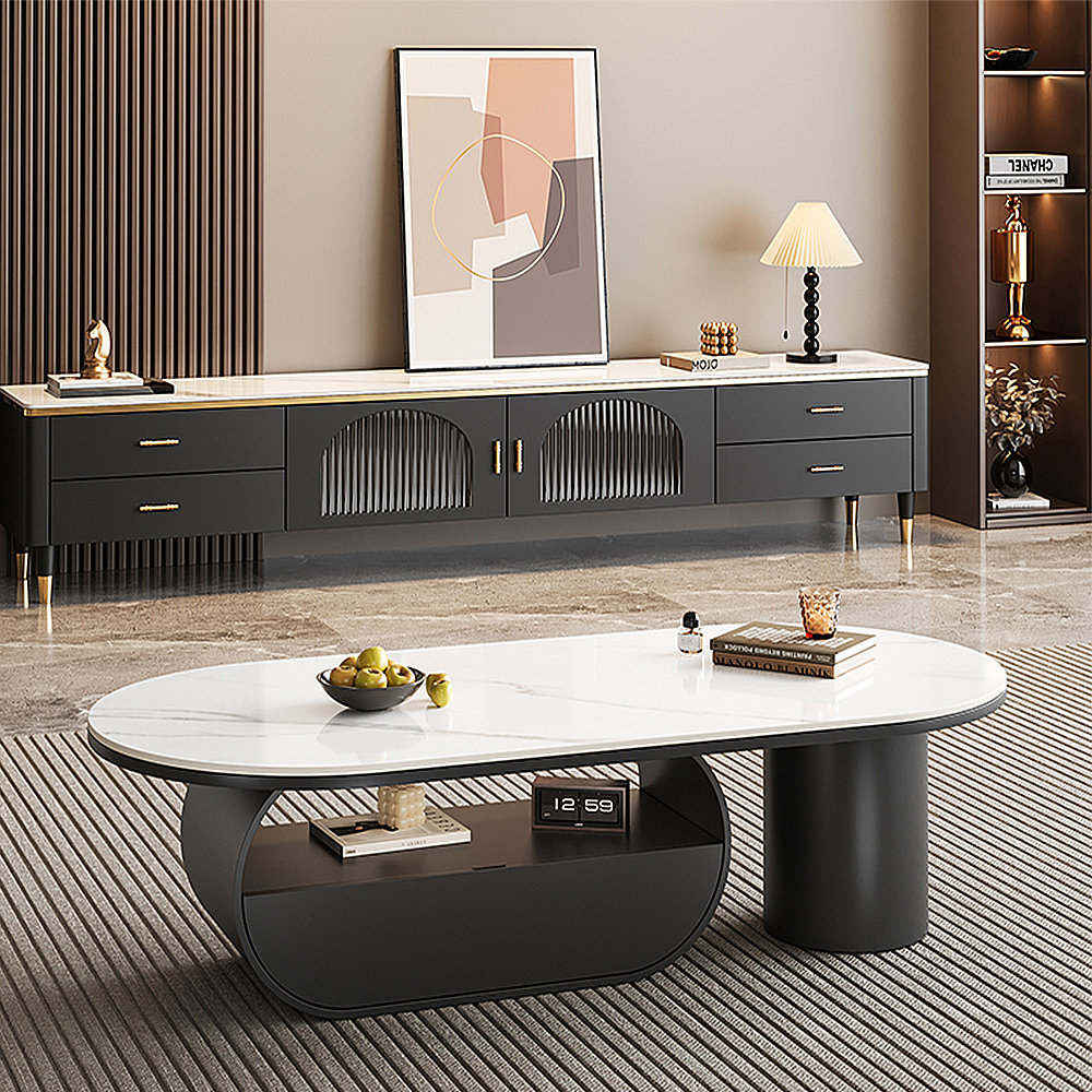 marlao Light Luxury Rock Slab TV Cabinet Coffee Table Set | Wayfair