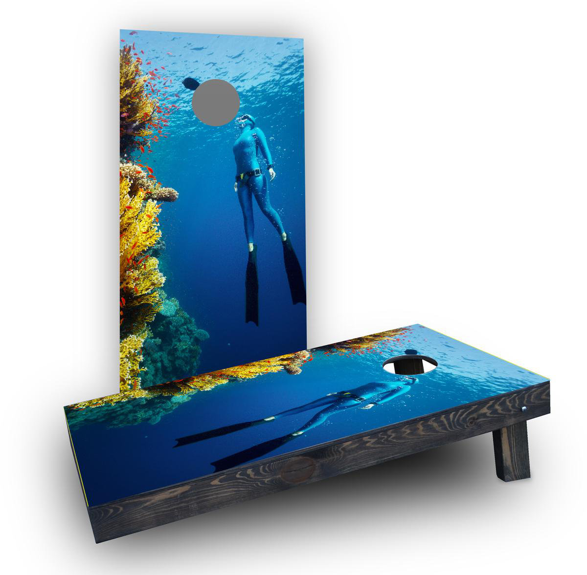 Custom Cornhole Boards 1' x 4' Scuba Girl Light Weight Manufactured ...