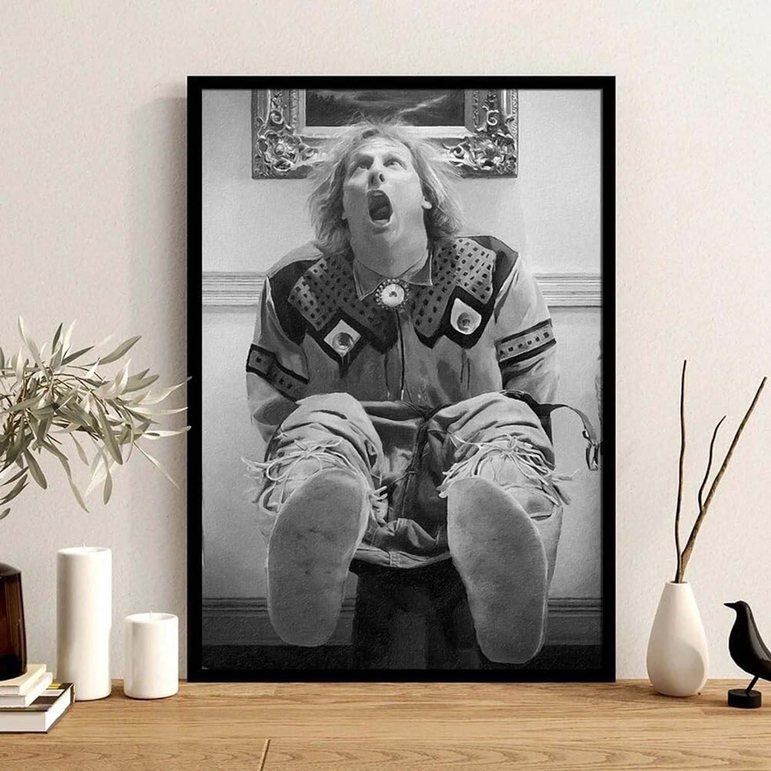 Ebern Designs Black Framed Funny Movie Bathroom Wall Art-Humor Black ...