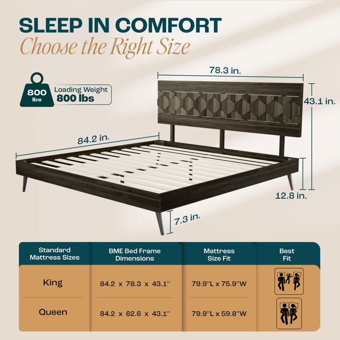 Corrigan Studio® Georgina Solid Wood Platform Bed Frame with Headboard ...
