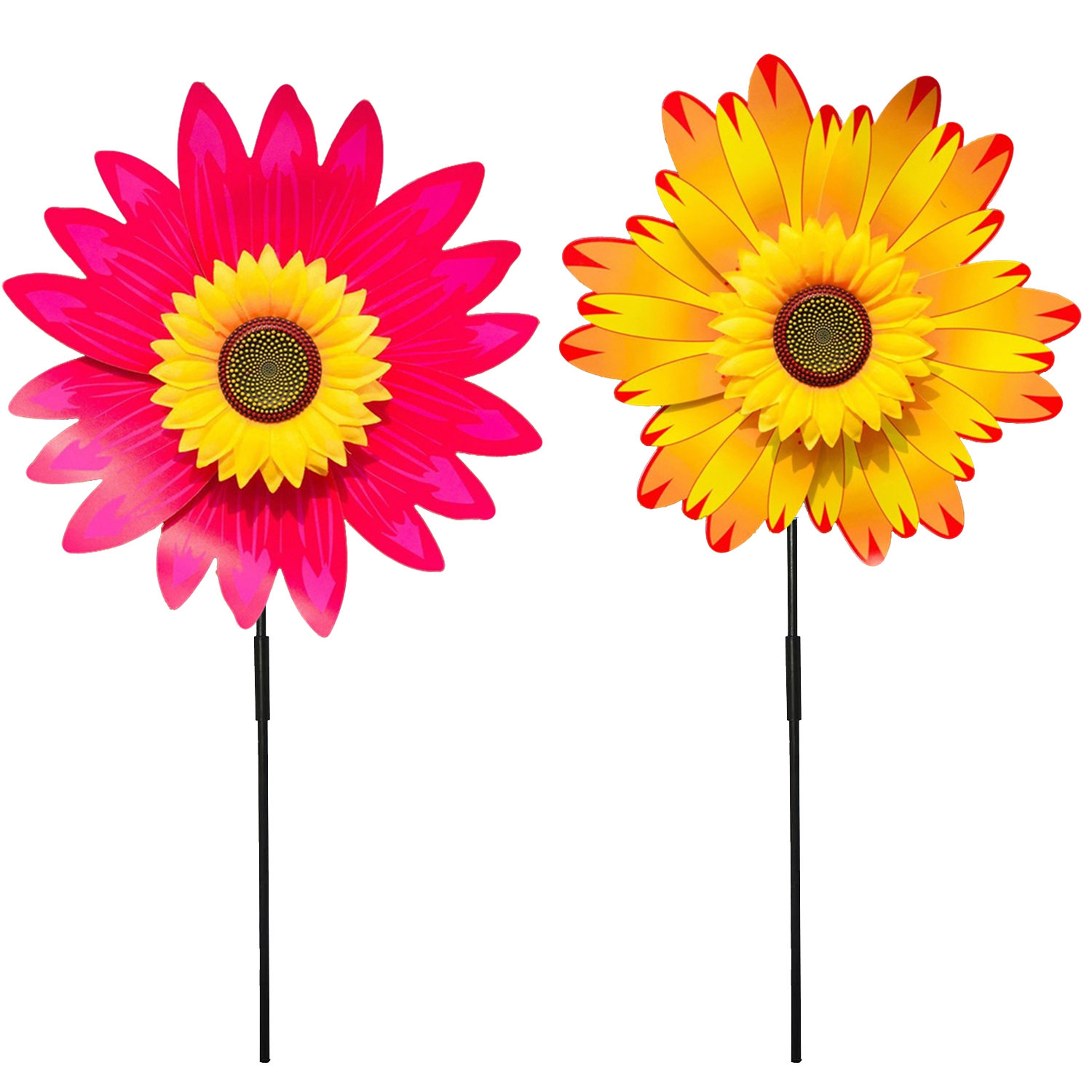 Gracie Oaks 2pcs Sunflower Pinwheels Outdoor Wind Spinners, Colorful ...
