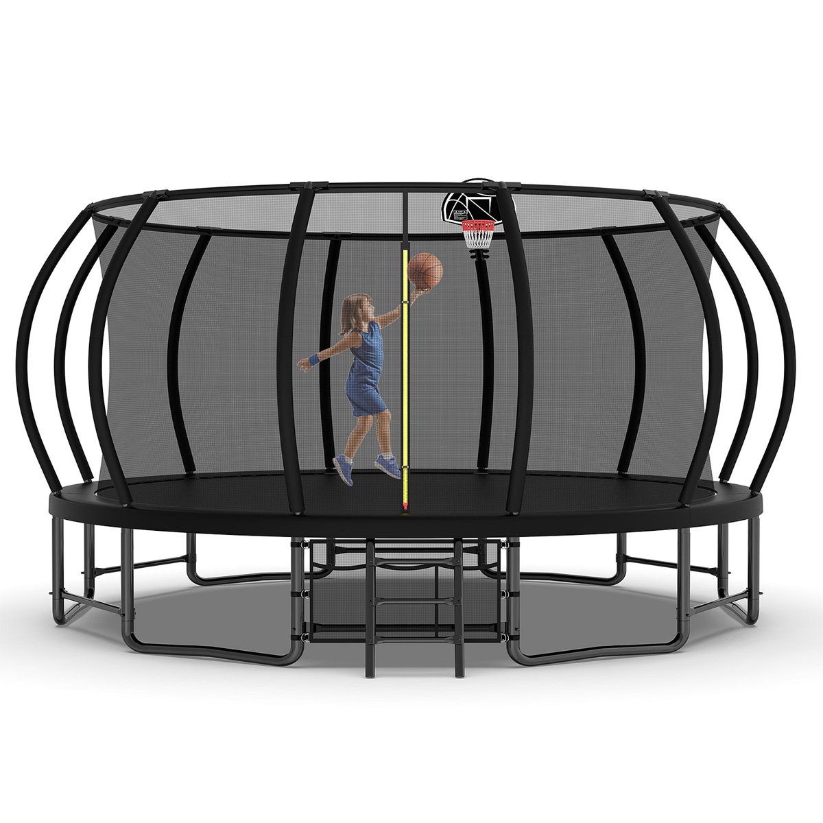 WANDINGT 16FT Outdoor Trampoline Pumpkin Trampolines With Curved Poles ...
