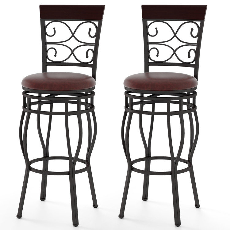 Hokku Designs Set of 2 30 Inch Bar Stool with Backrest and Footrest ...