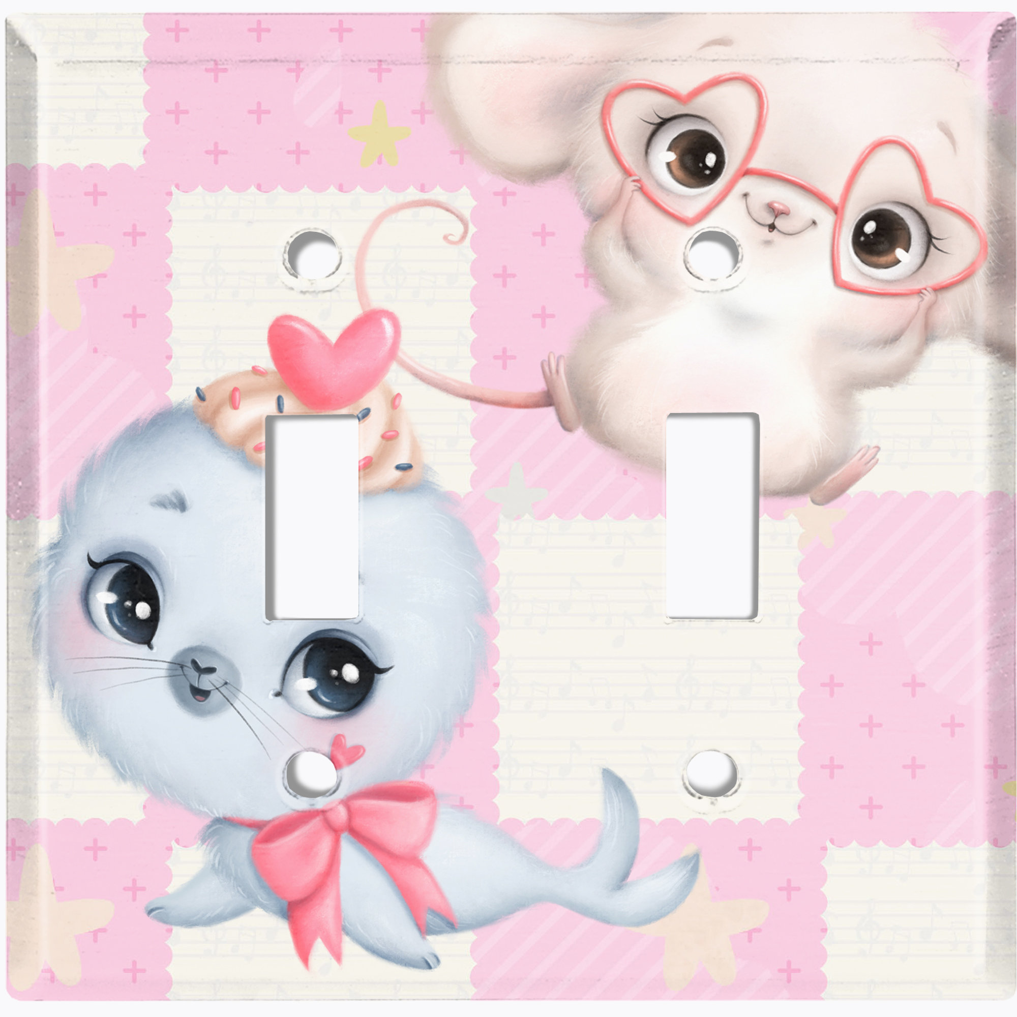 WorldAcc Metal Light Switch Plate Outlet Cover (Cute Nursery Mouse ...