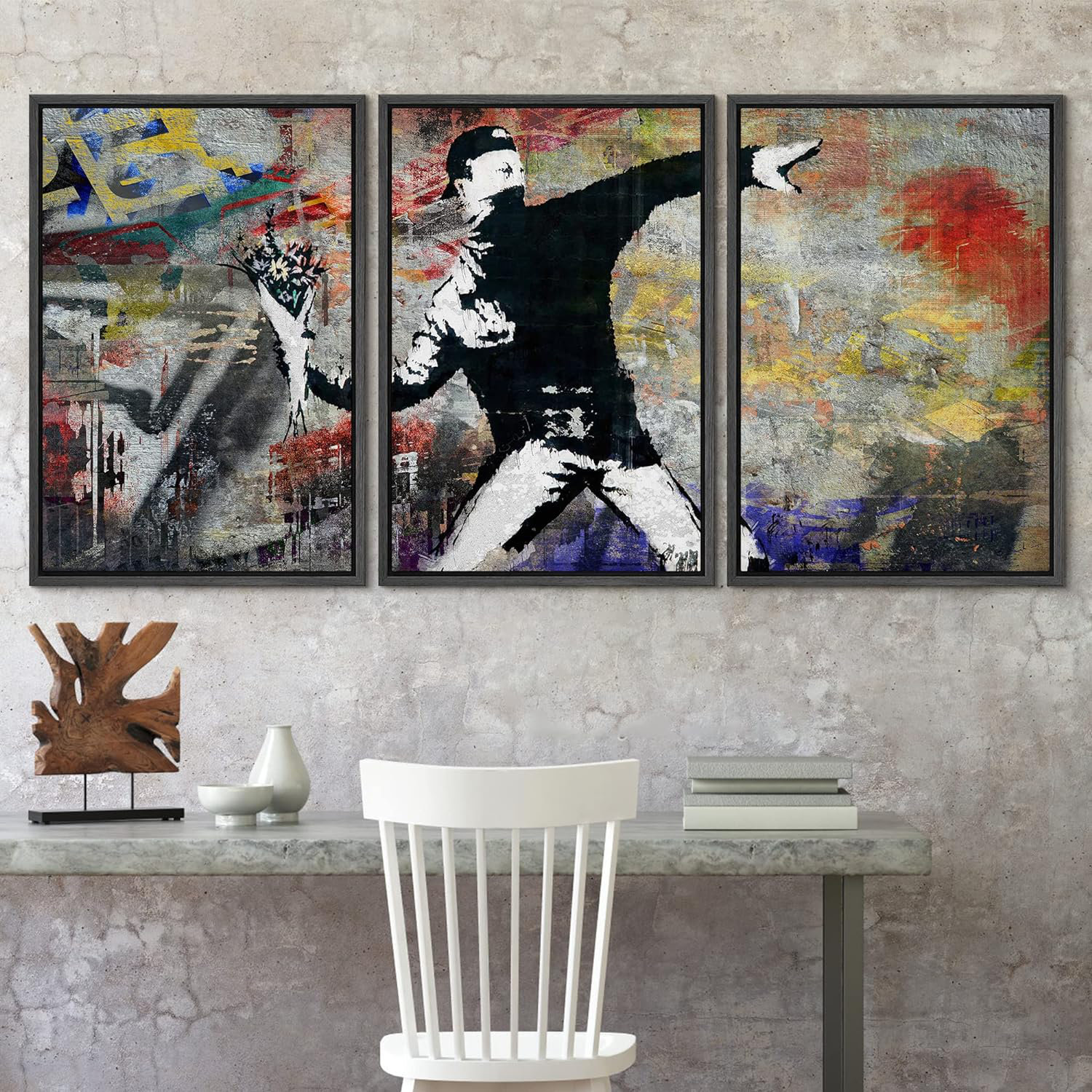 IDEA4WALL Spray Paint Banksy Flower Bomb Graffiti & Street Art Colorful ...