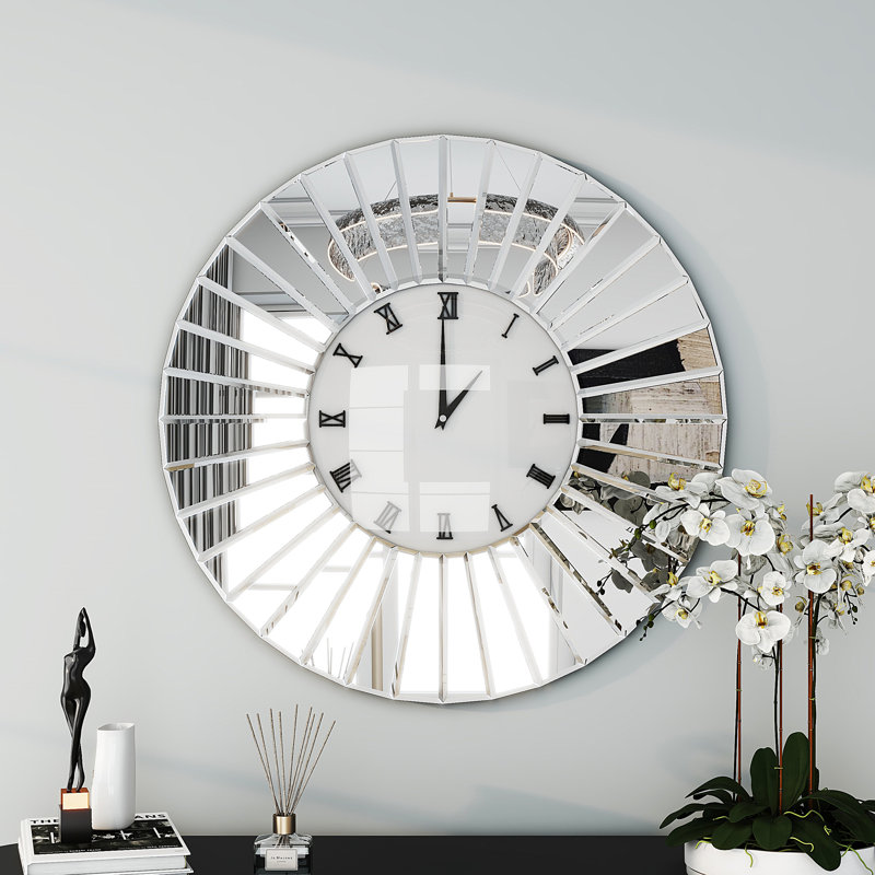 Everly Quinn Jeni Round Glass Wall Clock & Reviews | Wayfair
