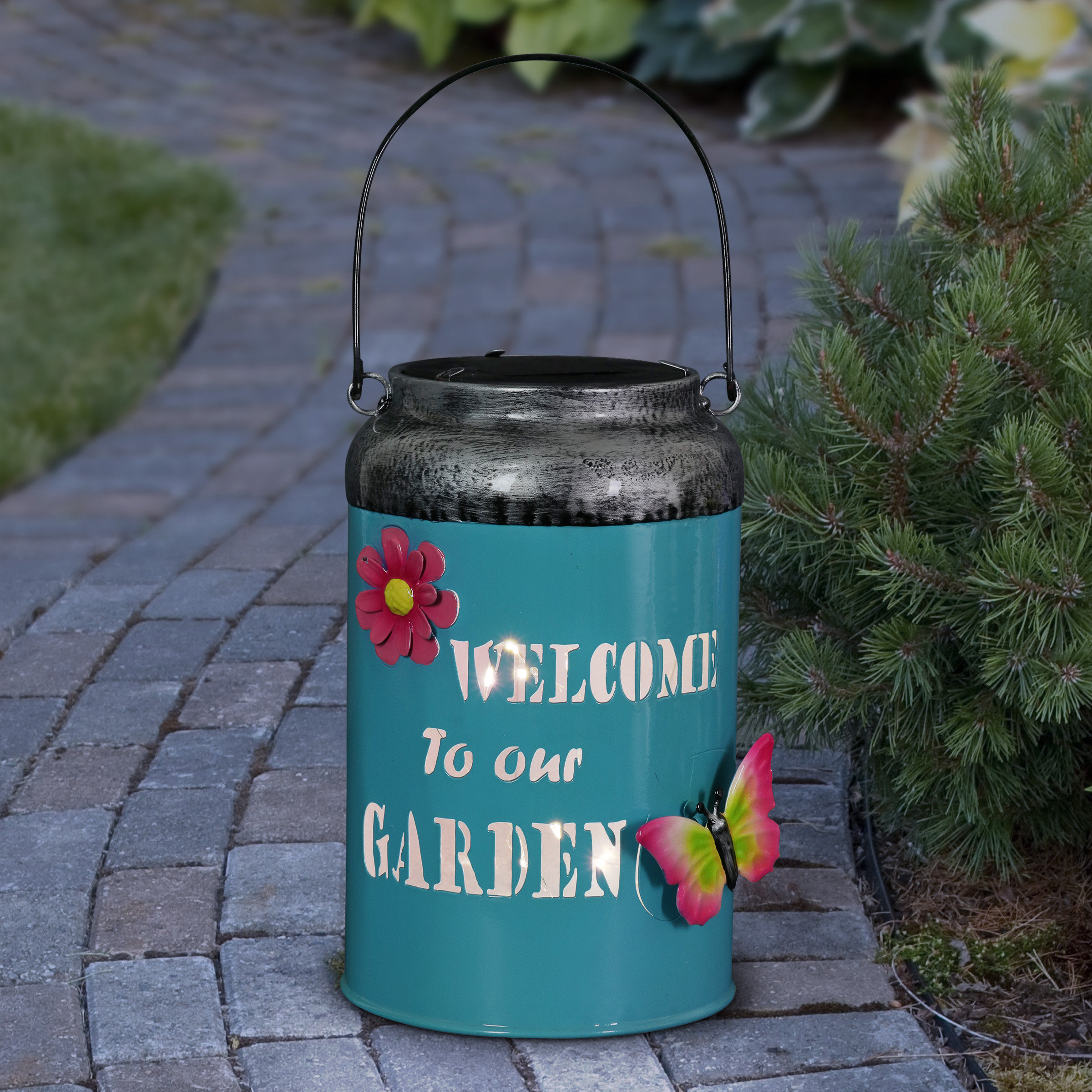 Exhart Solar LED Stamped Garden Pail Lantern Decor, 12 Inch - Wayfair ...