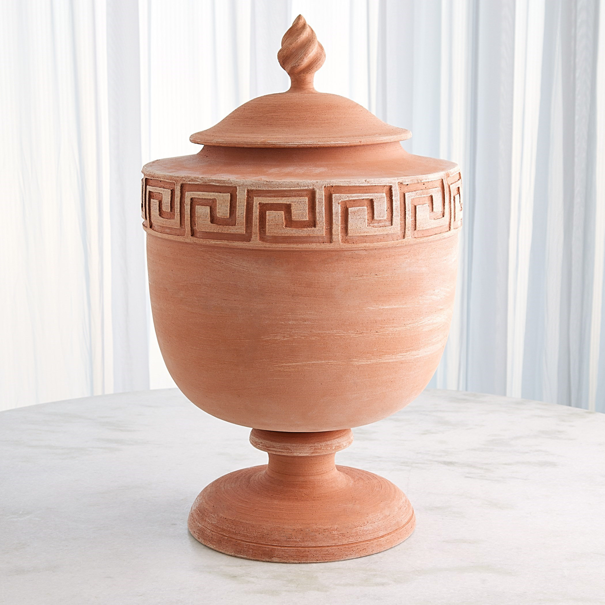Global Views Villa Greek Key Urn-Terracotta | Wayfair
