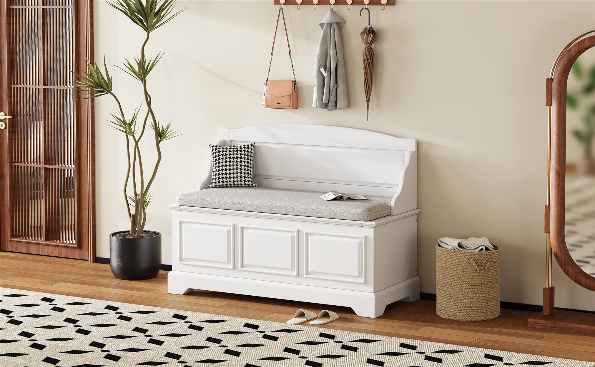 Corrigan Studio® Retro Shoe Storage Bench with Soft-Close Devices ...