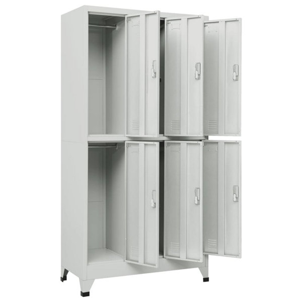 Benjara Nova Locker Cabinet, 6 Storage Compartments, Gray Steel, 71 ...