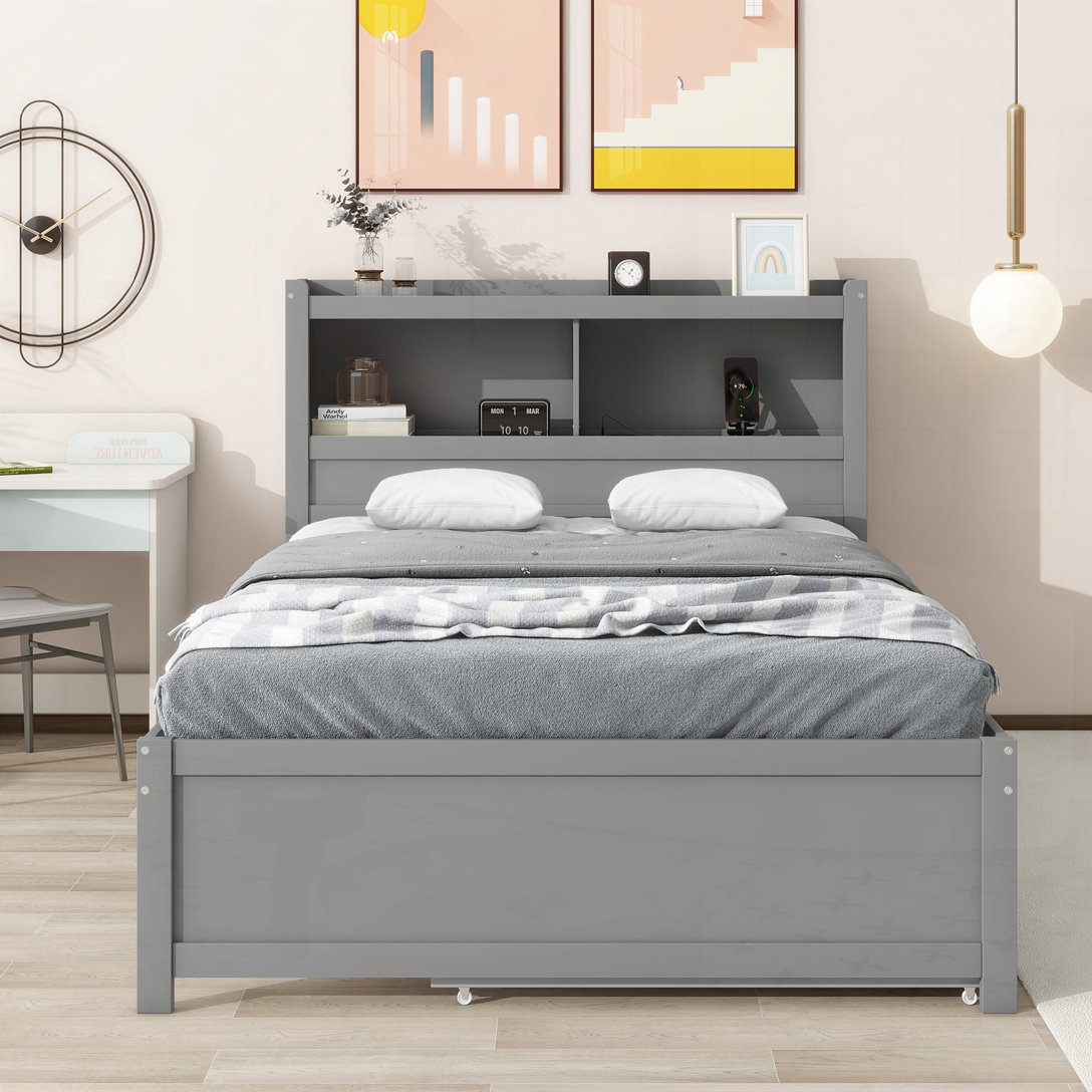Latitude Run® Storage Bed with trundle, drawers and USB plugs | Wayfair