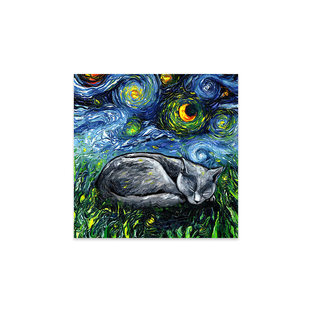 Red Barrel Studio® Sleepy Russian Blue Night by Aja Trier - No Frame ...