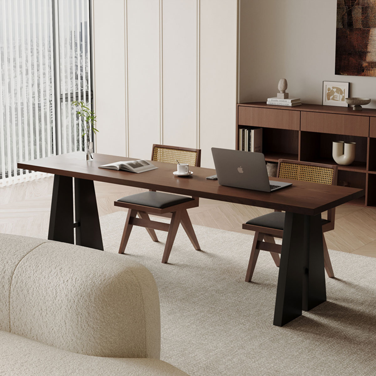 Orren Ellis Dark walnut Rectangular Solid Wood desks - Wayfair Canada