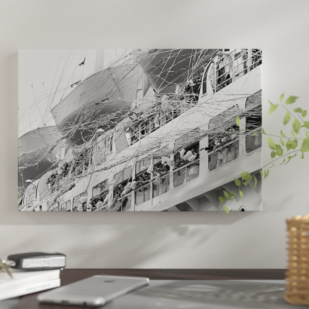 East Urban Home '1970s Crowd Gathered on 2 Levels of Deck of Large ...