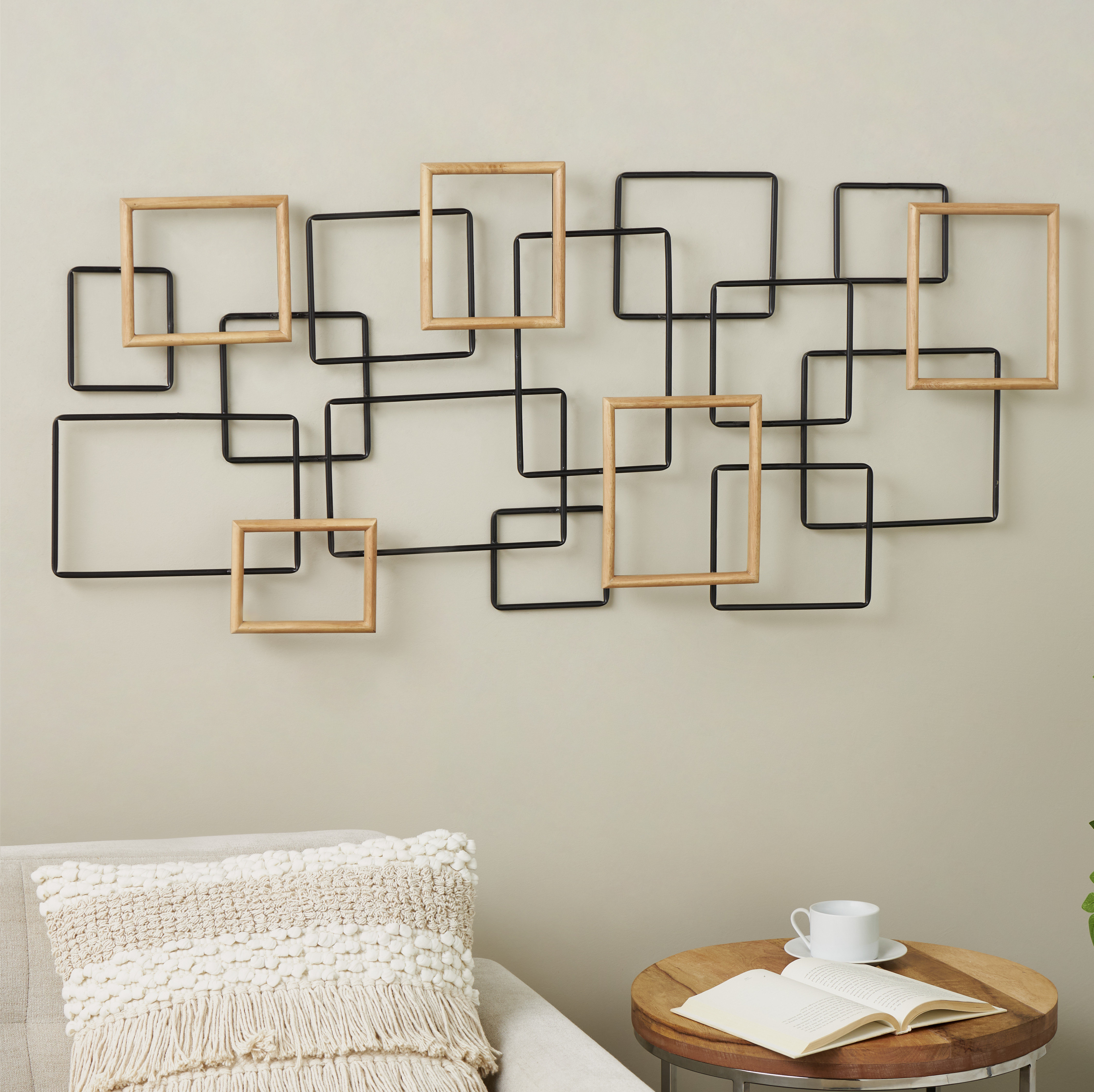 Wrought Studio™ Cole And Grey Metal Overlapping Wire Square Geometric ...