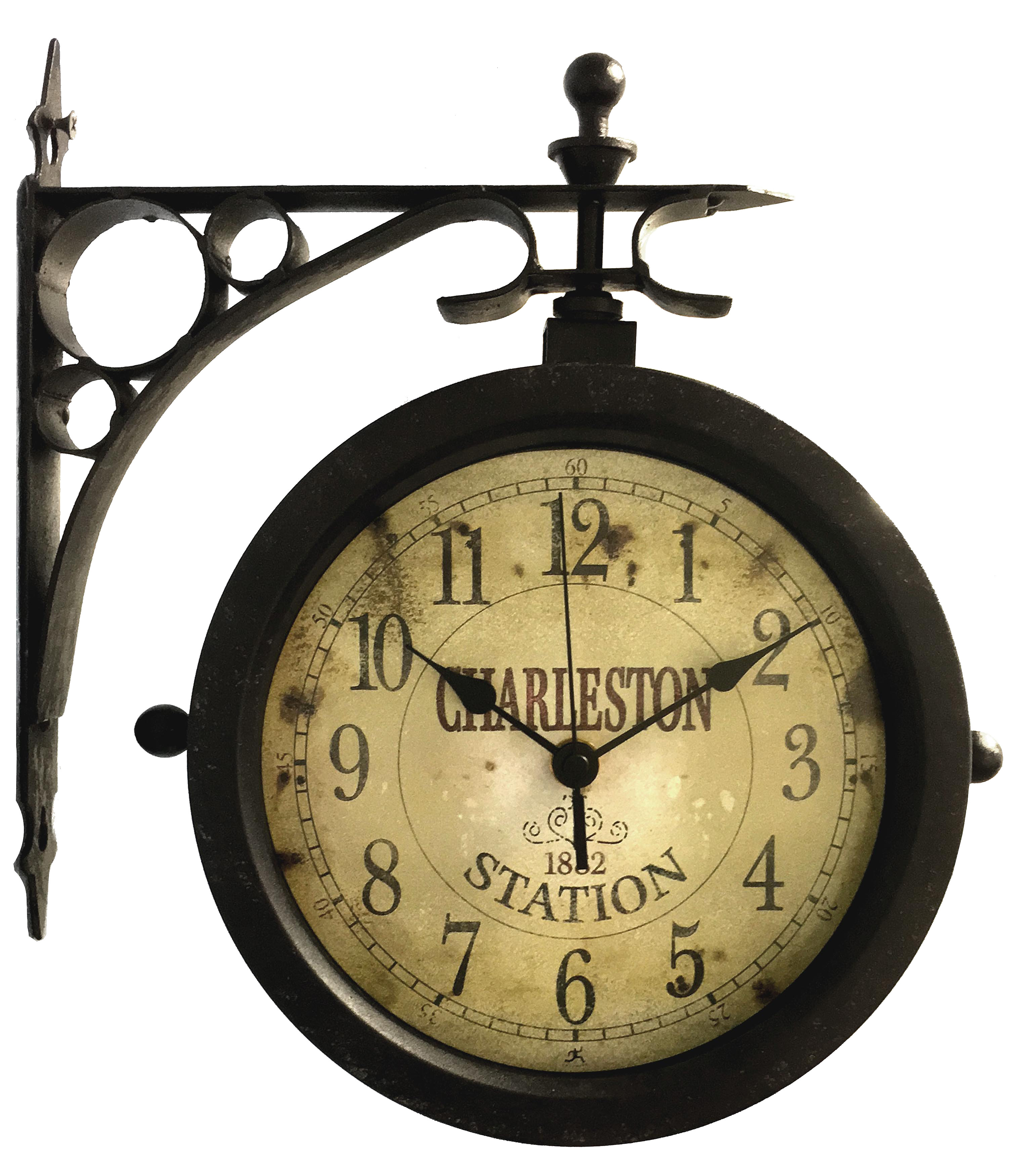 Williston Forge Outdoor Round Metal Wall Clock 12 Inches - Weathered ...