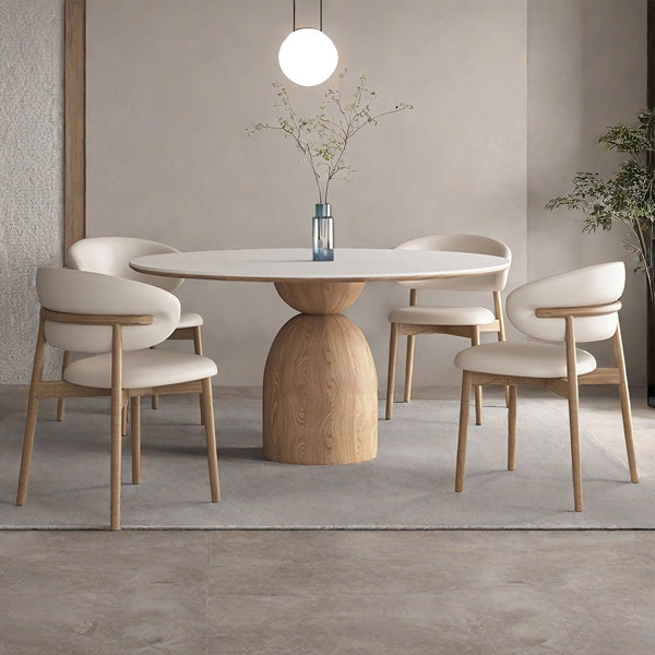 HEshihome Simple Solid Wood Rock Slab Round Dining Tables. | Wayfair