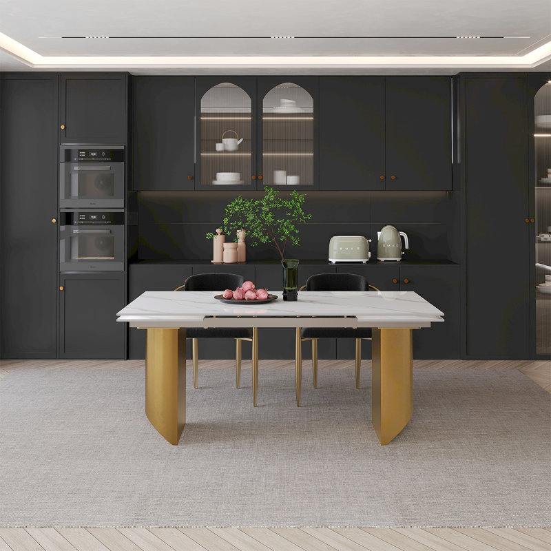 Everly Quinn Santrez 7 - Piece 94.48" Extendable Sintered Stone Dining ...