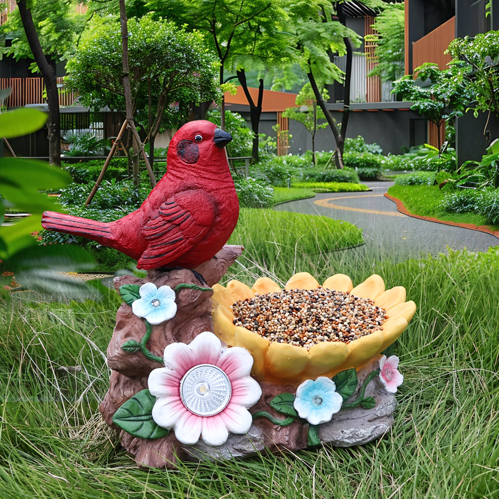 Lark Manor™ Outdoor Figurine Lights Bird Feeder - Outdoor Sculpture ...