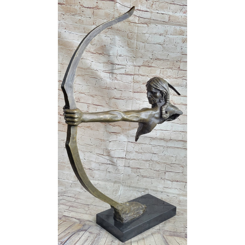 Wildon Home® Native American Indian Archer Abstract Bronze Statue ...