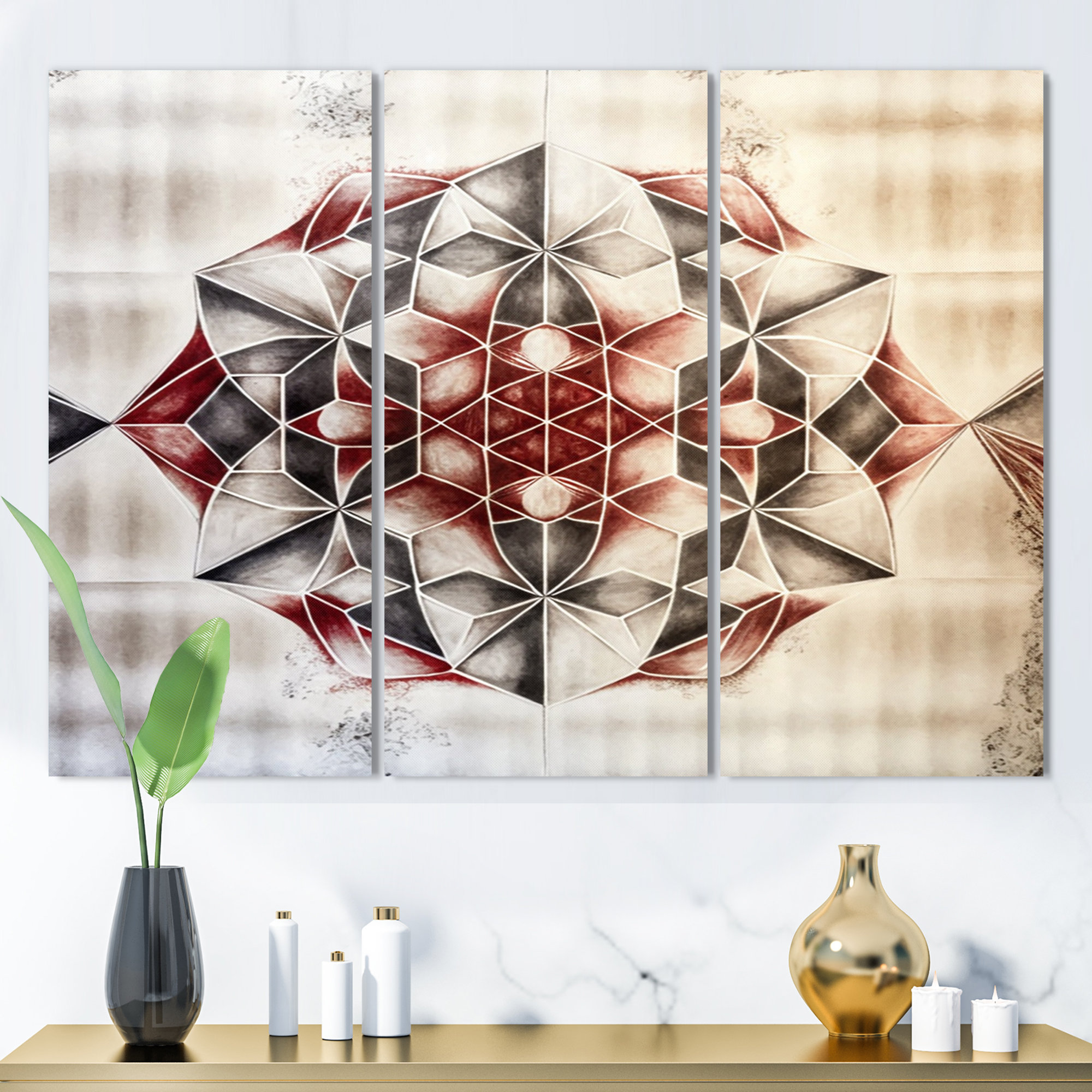 Design Art Fundamental Patterns Sacred Geometry V - 3 Piece Print on ...
