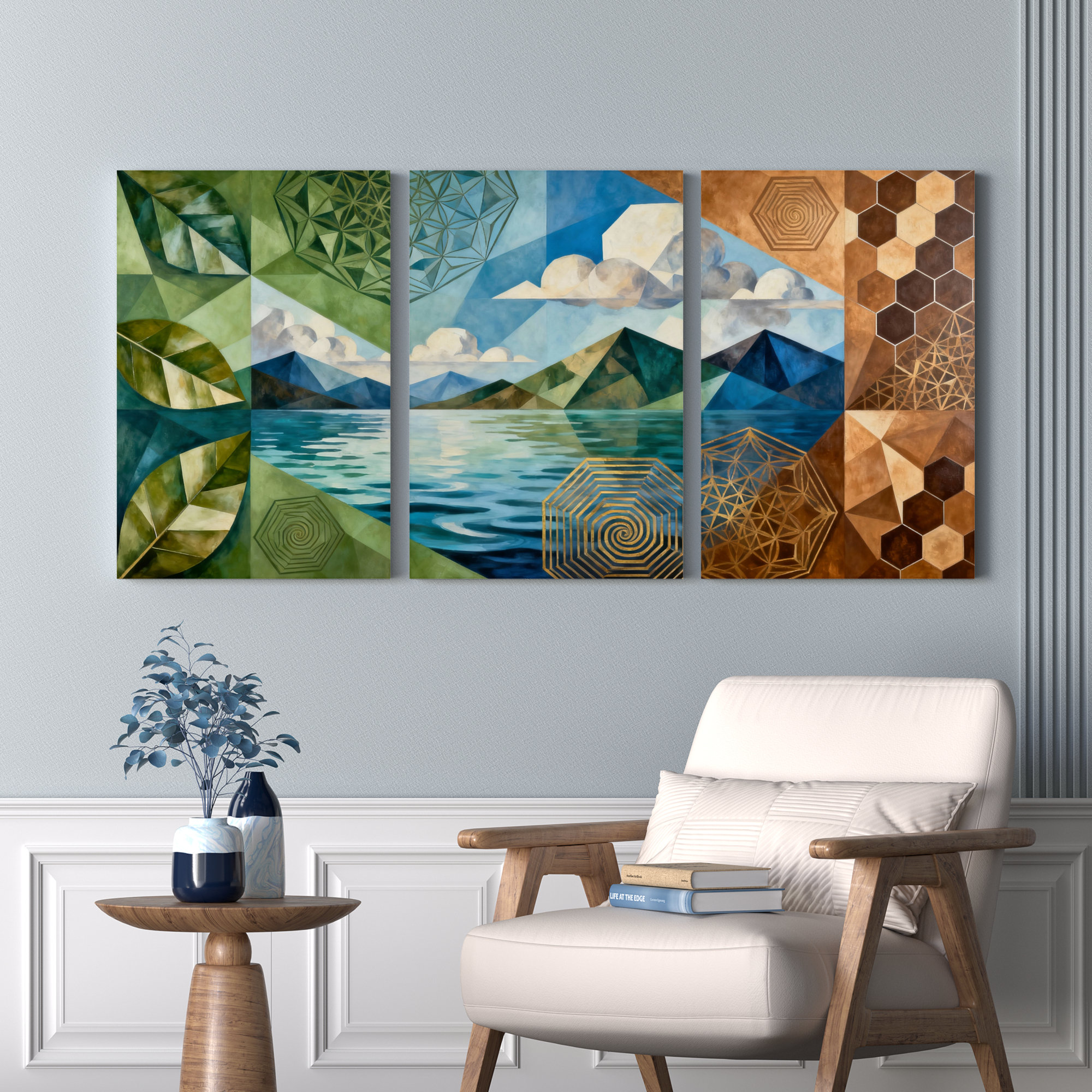 Highland Dunes Geometric Nature Landscape Canvas Wrapped Wall Art Oil ...