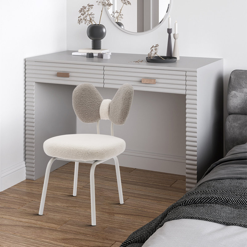 Mercer41 Elegant Butterfly Makeup Vanity Stool With Backrest | Wayfair