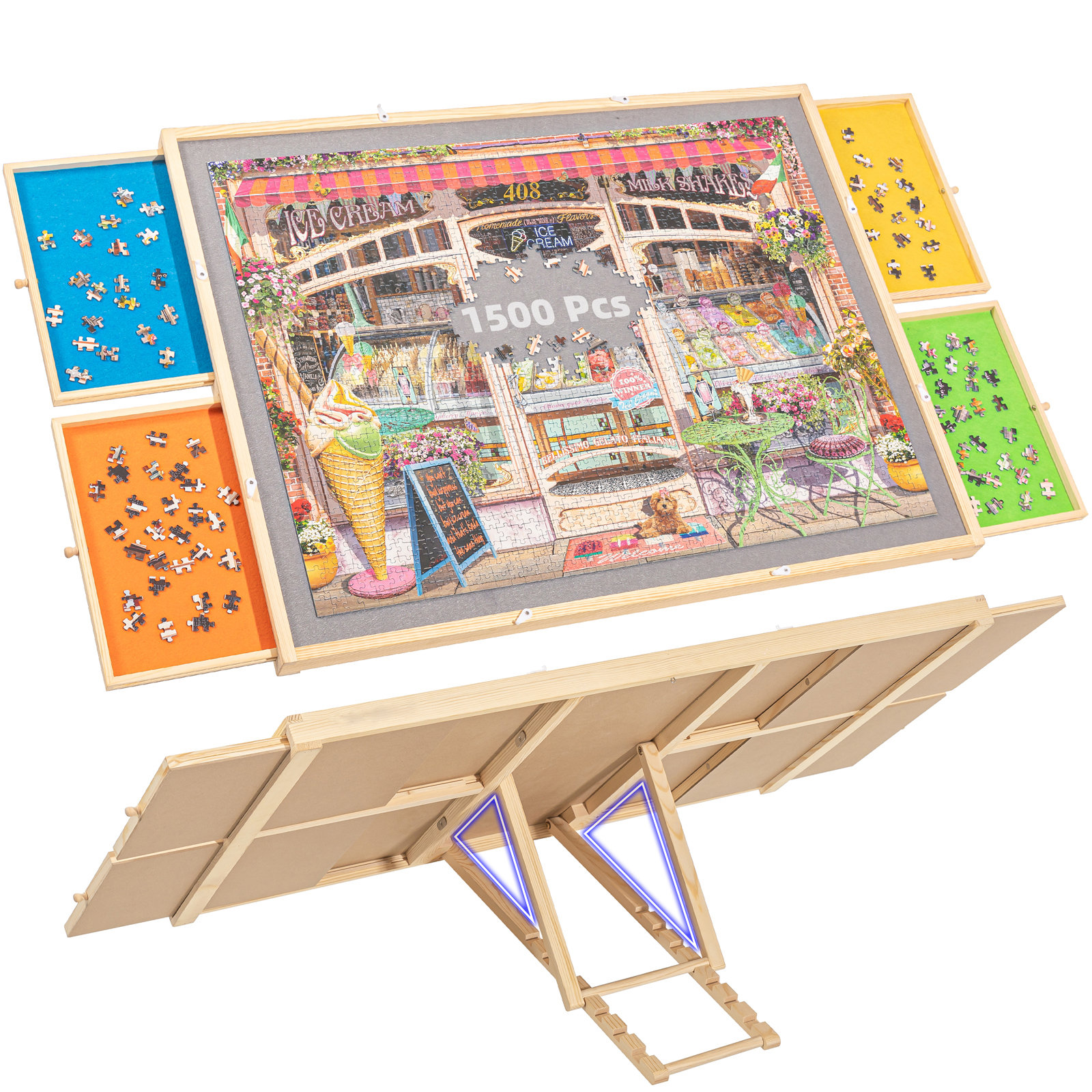 Fanwer Jigsaw Puzzle Table Boald with 7 Adjustable Tilting Angle 1500 ...