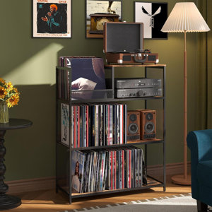 17 Stories 4 Tier Large Record Player Stand Holds Up To 380-450 Albums ...
