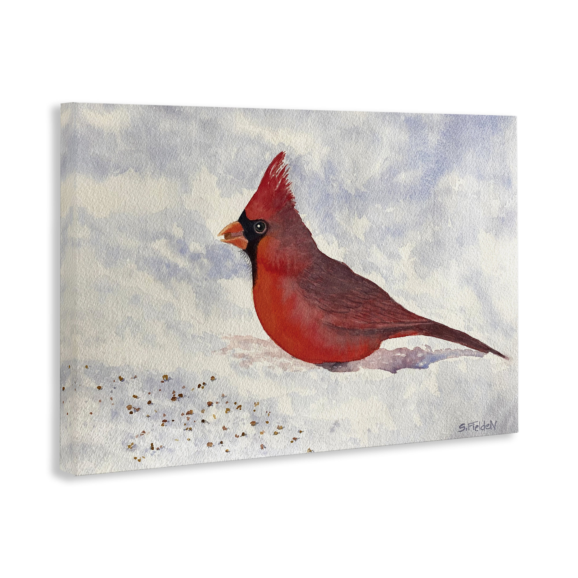 Union Rustic Red Cardinal in Snow Canvas, design by Stephanie Fielden ...