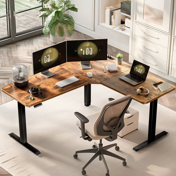 VIvo Height Adjustable L-Shape Standing Desk | Wayfair