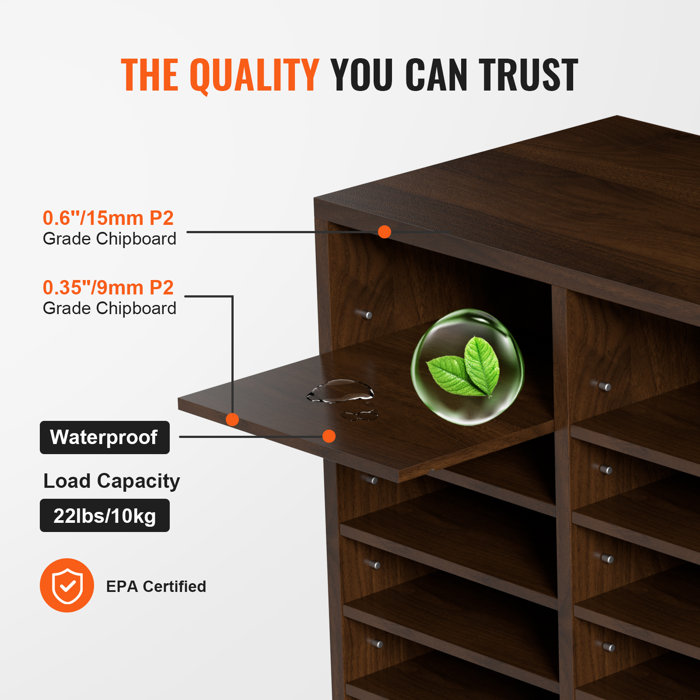 VEVOR 24 Compartments Office Mailbox with Adjustable Shelves, Wood ...