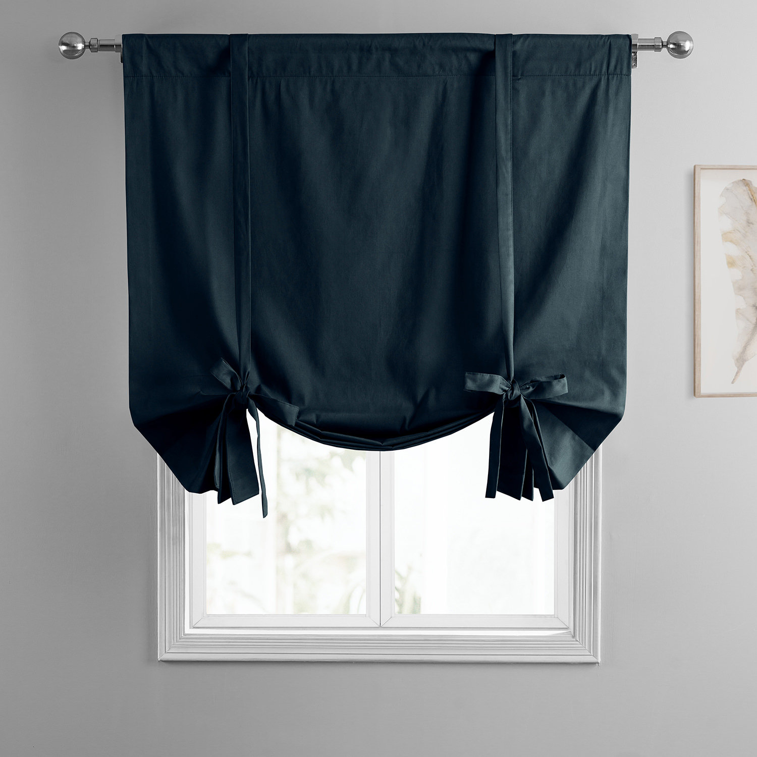 Ebern Designs Solid Cotton Room Darkening Tie-Up Window Shade | Wayfair