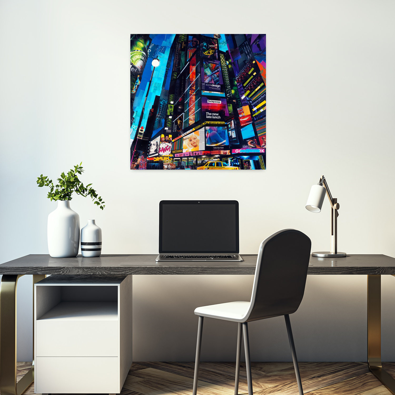 Latitude Run® City Night Contemporary Abstract Architecture City Art ...