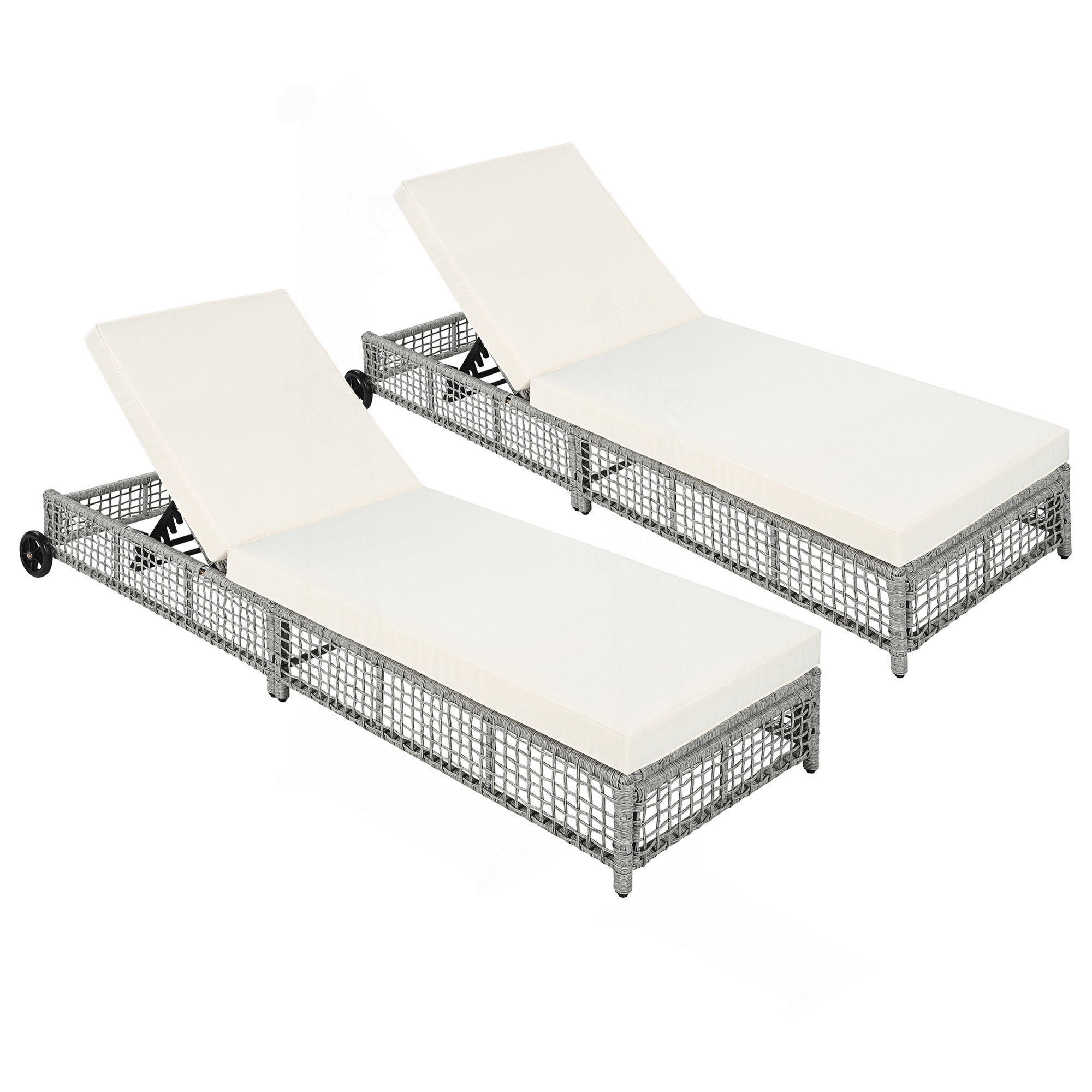 Bayou Breeze Outdoor Lounge Chair Set Of 2, Patio Chaise Lounge With 5 ...