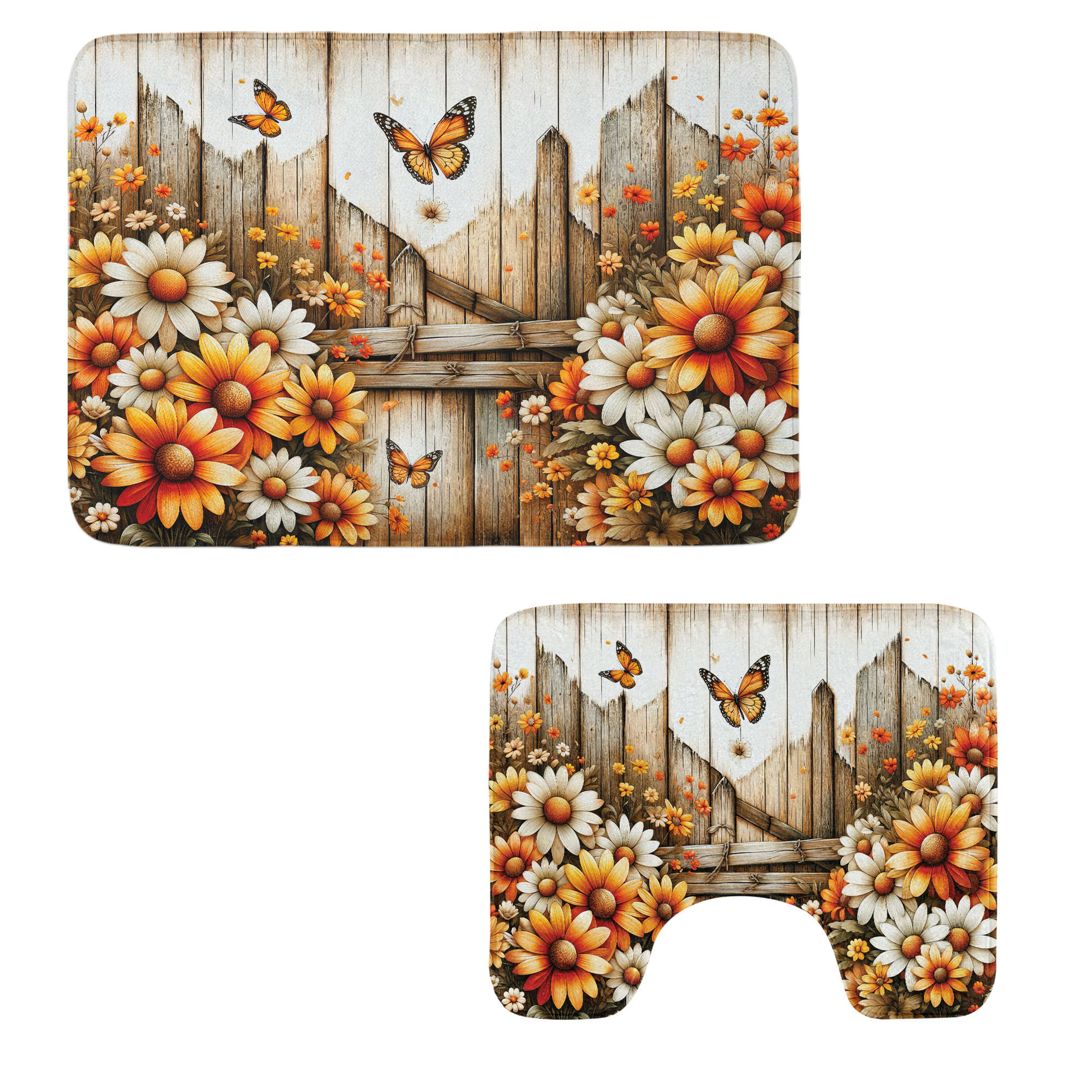 Dakota Fields Rustic Bathroom Rug Set 2 Pieces Rectangle & Contour Mats ...