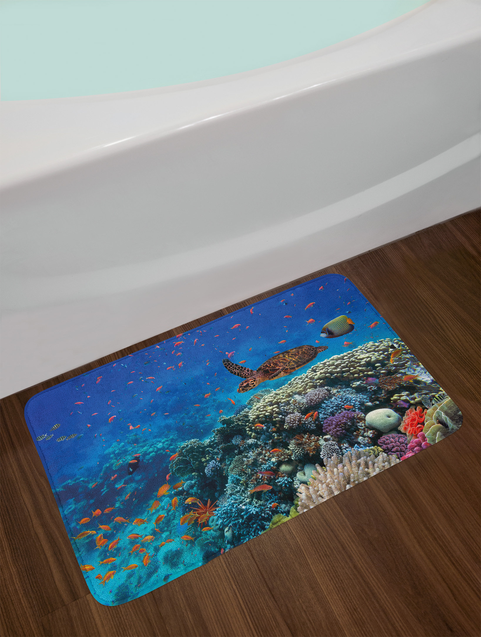 East Urban Home Exotic Multicolor Fish Bath Rug | Wayfair