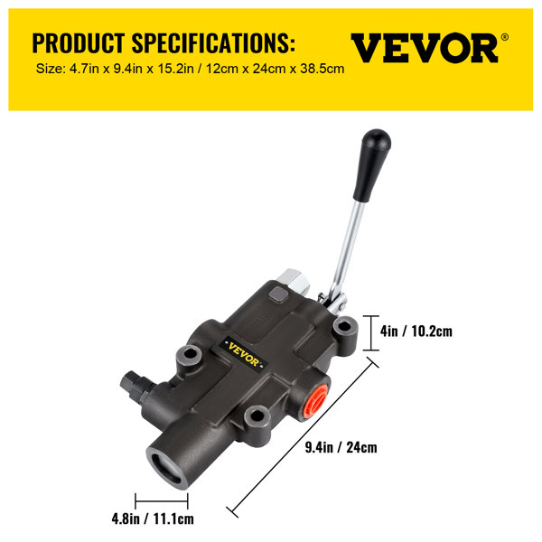 VEVOR Hydraulic Directional Control Valve, 1 Spool Hydraulic Spool ...