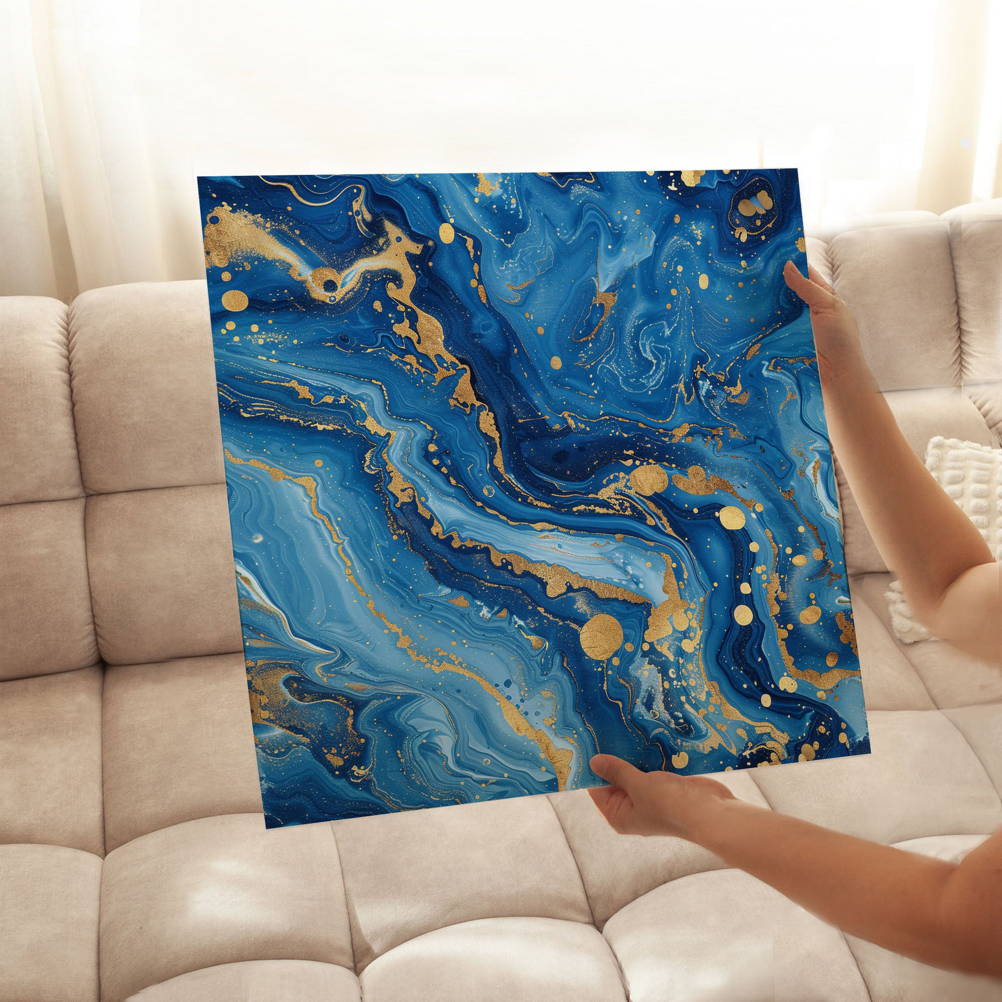 Mercer41 Abstract Blue & Gold Geode IX Modern Unframed Art Print | Wayfair