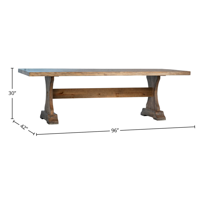 Rosalind Wheeler Alano 96" Wide Reclaimed Pine Wood Dining Table ...