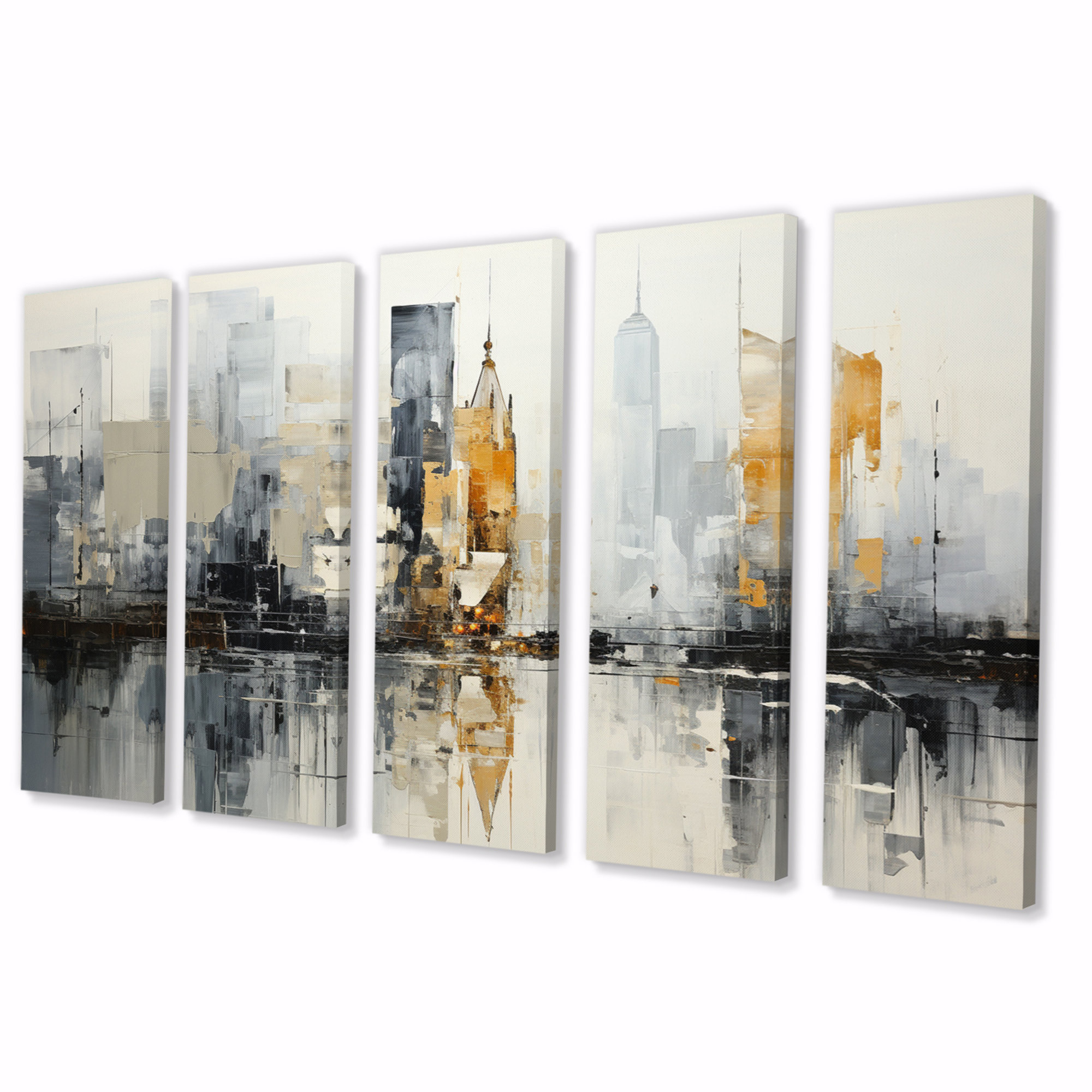 Wrought Studio Abstract Cityscape IV - Abstract Collages Canvas Wall ...